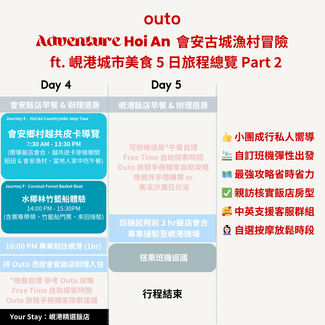 Outo 奧拓｜會安古城漁村冒險 5 日 (2人小團成行) Adventure Hoi An ft. Da Nang City & Taste ...